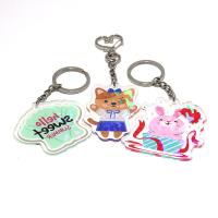 China Manufacturer Custom Cartoon Pattern Printed Acrylic Keychain Caricatur Cartoon Character Cute Charm Acrylic Keychains for sale