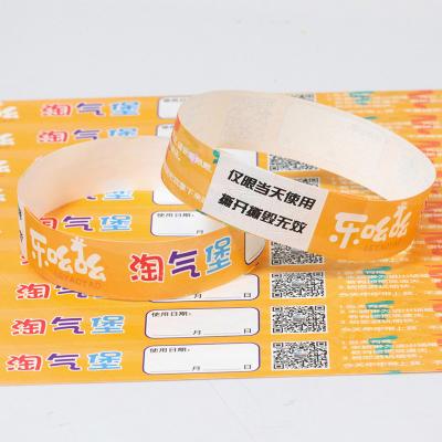 China Factory Events Paper Bracelet With Bar Code Numbered Waterproof Pool Event Identification Admission Tyvek Wristbands for sale
