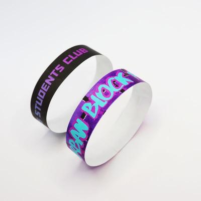 China Custom Logo Tyvek Paper Wristbands Waterproof Full Color Printing Bracelet With Snap Closure for sale