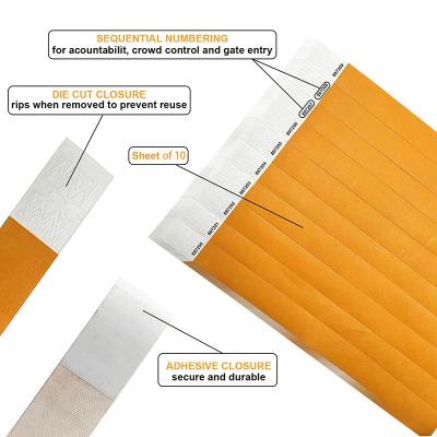 China Custom Logo Sequential Numbering Tyvek Wristband Pool Waterproof Full Color Printing Disposable Bracelet Wrist Banad for sale