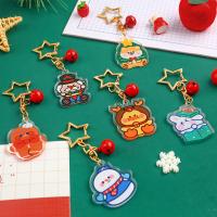 China Customized Christmas Keychain with Metal Ring and Transparent Snowman Print for sale