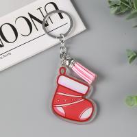 China Christmas Festival Snowman Keychain Transparent Acrylic Key Ring with Custom Pattern for sale