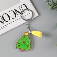 China Christmas Festival Snowman Keychain Transparent Acrylic Key Ring with Custom Pattern for sale