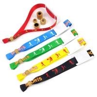 China Fabric Woven Cloth Wristbands Custom Logo Gift Polyester Bracelet For Concert Promotion Events for sale