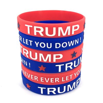 China Advertising Event Wristband Custom Trump Silicone Bracelets with Heat Transfer Printing for sale