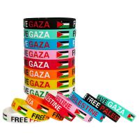 China Custom Flag Silicone Wristbands for Souvenir of Free Palestine Save Gaza Printed Logo for sale
