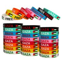 China Custom Flag Silicone Wristbands for Souvenir of Free Palestine Save Gaza Printed Logo for sale