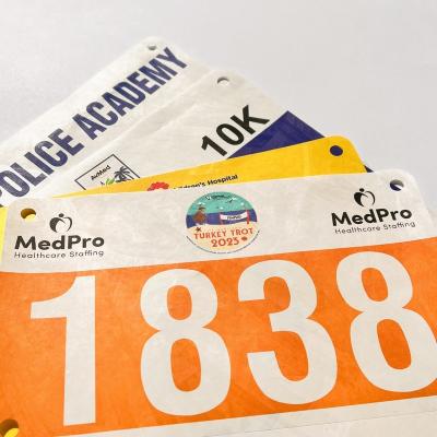 China Customized Marathon Running Digital Bib Number Screen Printing Method Made with Tyvek Material for sale