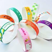 China Custom Disposable Paper Wristbands Waterproof Events Tyvek Bracelet Paper Wristbands With Barcodes for sale