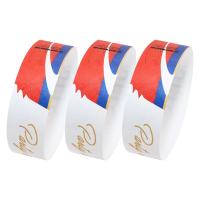 China White Red Blue Adjustable and Heat Resistant Logo Wristbands for Your Corporate Events for sale