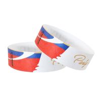 China White Red Blue Adjustable and Heat Resistant Logo Wristbands for Your Corporate Events for sale