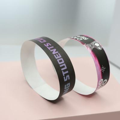 China Full Color Printing Adjustable Dupont Paper Wristbands for Durable Performance for sale
