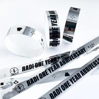 China Fashionable Silver Holographic Disposable Soft Paper Bracelet Glitter Style Event Entrance Ticket with Logo Printed for sale