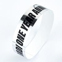 China Fashionable Silver Holographic Disposable Soft Paper Bracelet Glitter Style Event Entrance Ticket with Logo Printed for sale