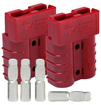 China Anderson SB50 50A 600V Forklift Battery Charger Connector Plug Red Powerpole Housing 6 AWG for sale