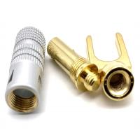 China Male Brass U Shaped Spade Connector , Gold Plated Y Spade Speaker Plugs for sale