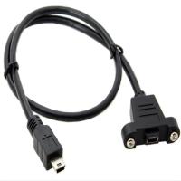China Panel Mount Mini USB 5Pin Male to Female Extension Cable 30cm with Screws for sale