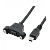 China Panel Mount Mini USB 5Pin Male to Female Extension Cable 30cm with Screws for sale