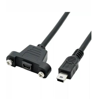 China Panel Mount Mini USB 5Pin Male to Female Extension Cable 30cm with Screws for sale