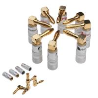 China 24K Gold Plated 90 Degree 4mm Banana Plugs Male Nakamichi Speaker Connectors for sale