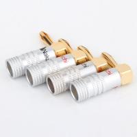 China Right Angle 4mm Nakamichi Banana Plugs Aluminum Shell 24K Gold Plated for sale