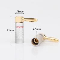 China Right Angle 4mm Nakamichi Banana Plugs Aluminum Shell 24K Gold Plated for sale