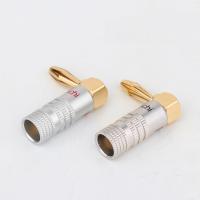 China Right Angle 4mm Nakamichi Banana Plugs Aluminum Shell 24K Gold Plated for sale