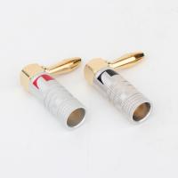 China Right Angle 4mm Nakamichi Banana Plugs Aluminum Shell 24K Gold Plated for sale