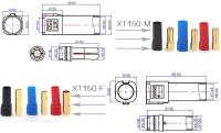China XT150 Female Male Banana Connectors 6mm Gold Bullet 60A 130A Peak for RC Battery for sale