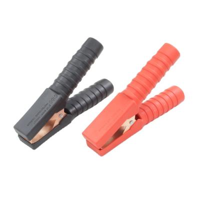 China 500A Heavy Duty Red Black Insulated Alligator Clip Battery Test Clamp 0.8mm Iron Plated Copper for sale