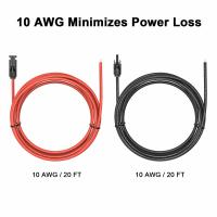 China 10 AWG Weatherproof Solar Panel Extension Cable 20 FT Tinned Copper 1.8KV DC for sale