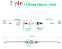 China 2Pin Waterproof LED Connector IP65 20cm 16AWG Wire Male Female Plug for sale