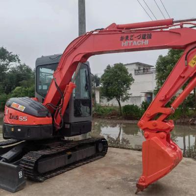 China 5 Ton Mini diesel Used Excavator Hitachi ZX55 Pre Owned  Crawler 38.23HP manual for sale
