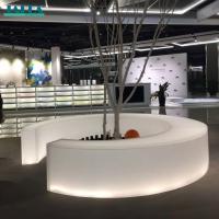 China JAFFA Custom Acrylic Round Reception Desk, LED Grid Illuminated Counter, Curved Service Desk for Hospital/Office/Commercial Space for sale