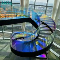 China JAFFA Custom Iridescent Acrylic Stair Railing, Gradient Spiral Stair Balustrade, Artistic Railing for High-End Commercial & Residential for sale
