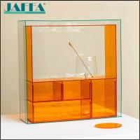 China JAFFA Custom Acrylic Perfume Desktop Organizer, Amber-Toned Layered Makeup & Skincare Storage Box, Luxury Transparent Holder for sale