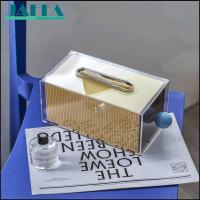 China JAFFA Custom Acrylic Long Tissue Box, Transparent Color-Block Grid Tissue Holder, Multi-Functional Storage Box for Living Room/Bedroom/Bathroom for sale