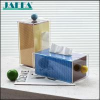 China JAFFA Custom Acrylic Long Tissue Box, Transparent Color-Block Grid Tissue Holder, Multi-Functional Storage Box for Living Room/Bedroom/Bathroom for sale