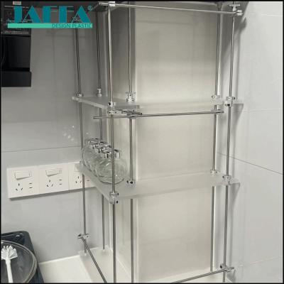 China JAFFA Custom Acrylic Kitchen Narrow Storage Rack, Multi-Tier Shelf with Stainless Steel Poles, Multi-Functional Storage Unit for Cabinet/ Countertop for sale