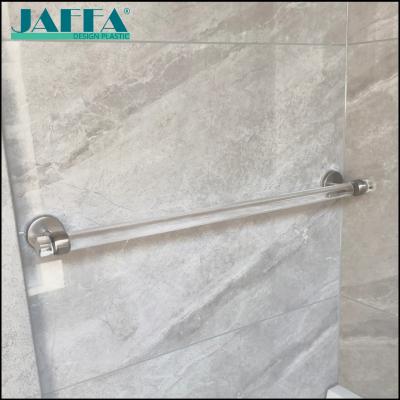 China JAFFA Custom Acrylic Long Towel Bar, Transparent Bathroom Towel Rack, Luxury Wall-Mounted Holder with Stainless Steel Base for Bathroom for sale