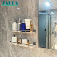 China JAFFA Custom Acrylic Bathroom Shelf, Wall-Mounted Storage Rack with Guardrail, Tiered Organizer for Skincare & Toiletries in Washroom for sale