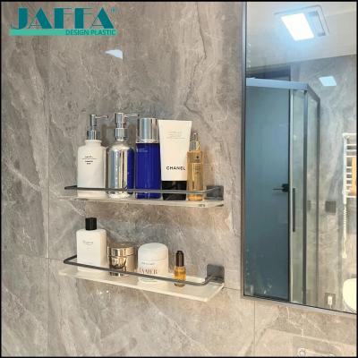 China JAFFA Custom Acrylic Bathroom Shelf, Wall-Mounted Storage Rack with Guardrail, Tiered Organizer for Skincare & Toiletries in Washroom for sale