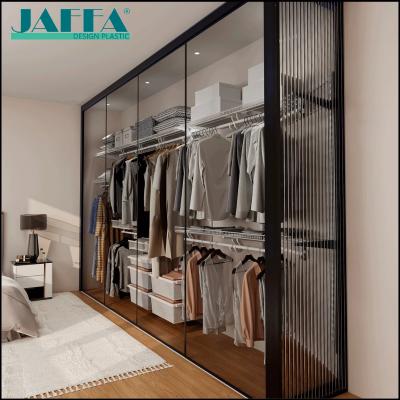 China JAFFA Custom Acrylic Transparent Wardrobe, Narrow-Border Glass Door Walk-In Closet, Floor-Standing Full-Height Acrylic Storage Cabinet for Bedroom for sale