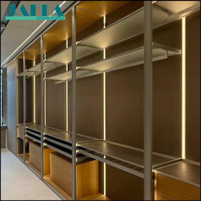 China JAFFA Custom Acrylic Long Wardrobe Back Panel, Embedded LED-Lit Wardrobe Liner, Luxury Tall Cabinet Side Dustproof Decorative Board for Walk-In Closet for sale