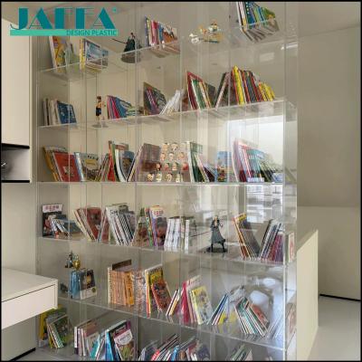China JAFFA Custom Acrylic Full-Wall Transparent Bookcase, Floor-Standing Modular Bookshelf, Luxury Display Cabinet for Home & Office for sale