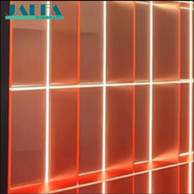 China JAFFA Custom Acrylic Gradient Orange Display Cabinet, Modular Full-Wall LED-Lit Rack, Luxury Artistic Transparent Storage Case for sale