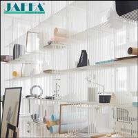 China JAFFA Custom Acrylic Frosted Vertical Stripe Display Cabinet, Modular Full-Wall Rack, Luxury Semi-Transparent Artistic Storage Shelf for sale