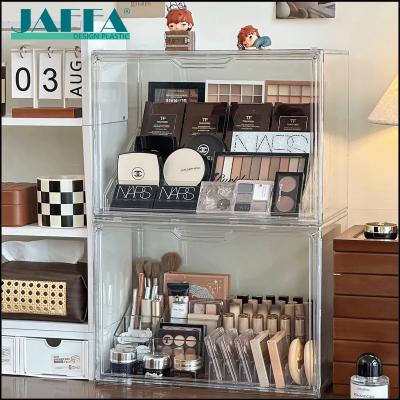 China JAFFA Custom Acrylic Dustproof Cosmetic Organizer, Stackable Clear Storage Box, Makeup Brush & Eyeshadow Display Case for Vanity for sale