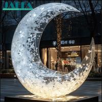 China JAFFA Custom Acrylic Outdoor Art Decoration, Illuminated Crescent Moon Installation, Acrylic Light Sculpture for Commercial Street & Cultural Plaza for sale