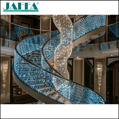 China JAFFA Custom Acrylic Starry Spiral Stair Railing, Starry Diamond Art Balustrade, Luxury Stair Handrail for High-End Hotels & Mansions for sale